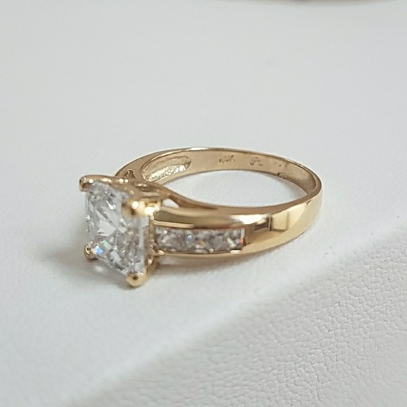 Jewelry | 3ct Princess Cut 14k Yellow Gold Engagement Ring | Poshmark